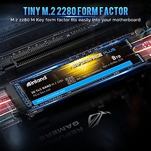 INLAND 8TB Performance Plus NVMe Internal Gaming SSD Solid State Drive - Gen4 PCIe, M.2 2280, DRAM Cache, 176-Layer TLC 3D NAND Flash, Up to 7000MB/s