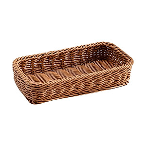 IEUDNS Rattan Storage Basket Wicker Organizer Woven Wicker Box Key Holder Rectangular Woven Basket for Living Room Bedroom Shelf