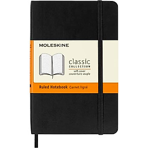 Moleskine Classic Notebook, Soft Cover, Pocket (3.5" x 5.5") Ruled/Lined, Black, 192 Pages