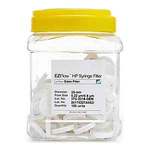 Foxx Life Sciences 37C-2216-OEM Glass Fiber EZFlow Syringe Filter, 25 mm Diameter, .2 µm Pore Size (Pack of 100)
