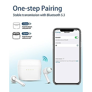 Mysic Wireless Earbuds,Bluetooth 5.3 Earbuds Built in 4 ENC Stereo Microphone Bluetooth Headphones 42H Playtime with Charging Case IPX7 Waterproof Mini in-Ear Earphones for iOS Android(White)