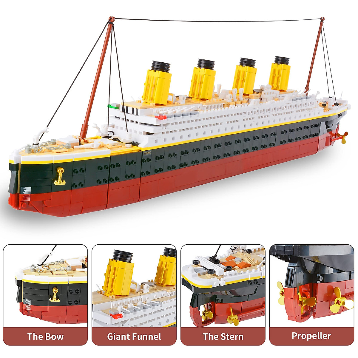Yanscian Titanic Ship Model Building Block Brick kit Set Toy for Kids & Adults, 2401 PCS Titanic Cruise Ship Compatible Educational Construction Age 6+