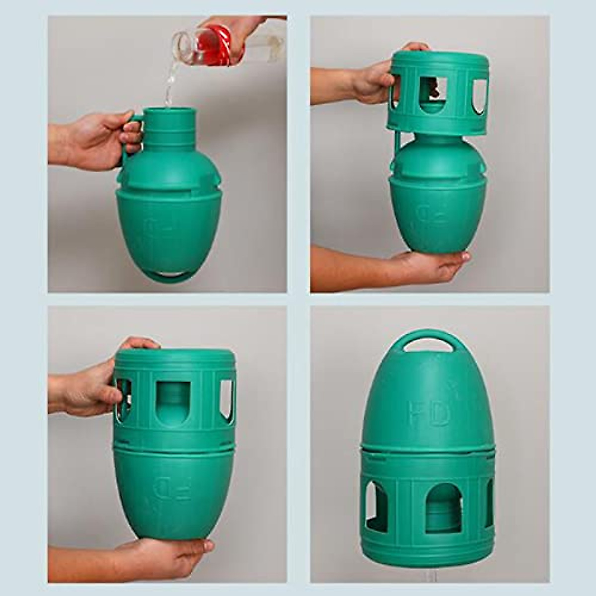 Bothyi Pigeon Water Dispenser, Large Capacity Bird Water Drinker, Quail Automatic Feeder with Handle Water Pot Container, Green 5L