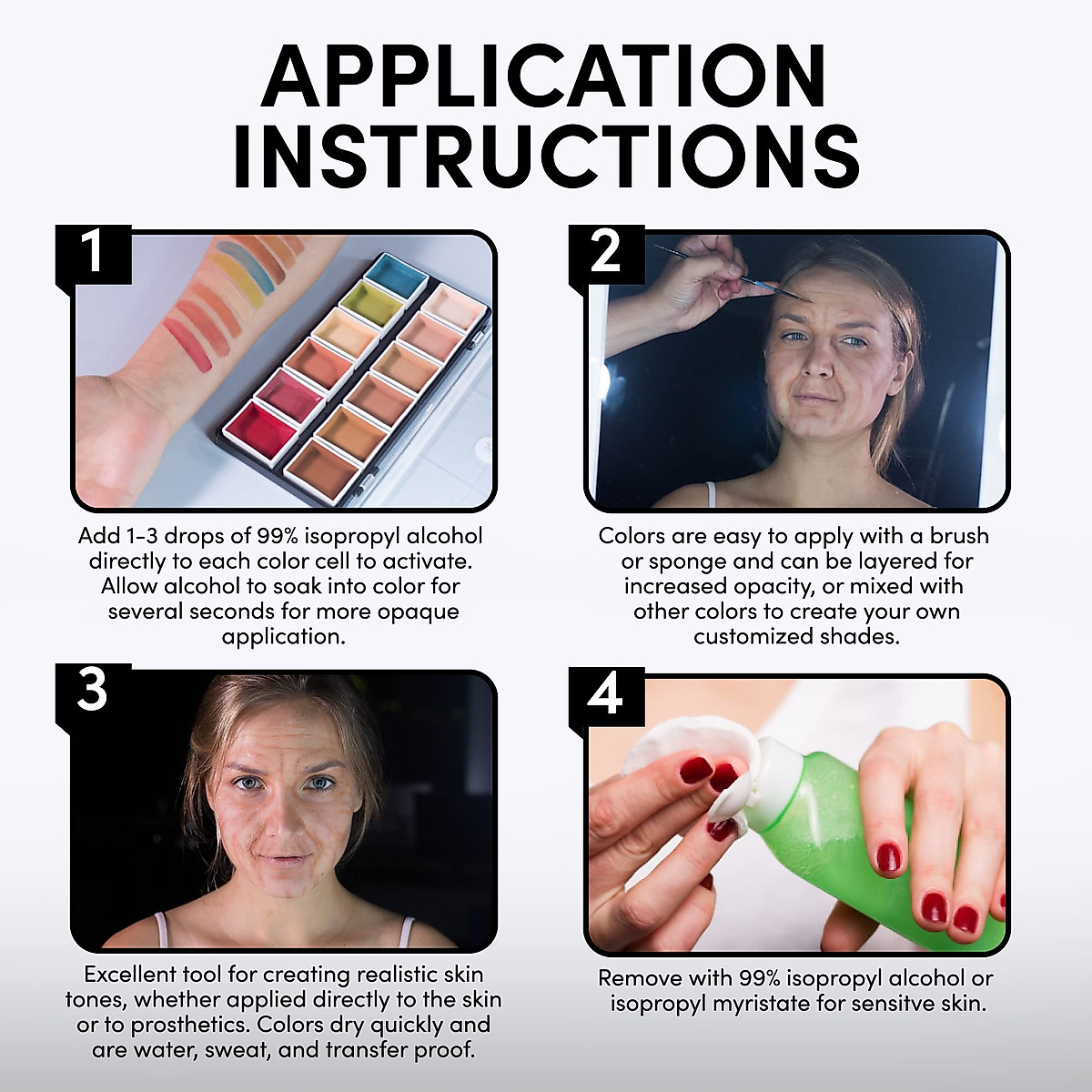 Narrative Cosmetics 12-Color Flesh Tone Alcohol-Activated Palette, Tattoo Cover, Highly Pigmented Professional SFX Makeup for Film, Theatre, TV