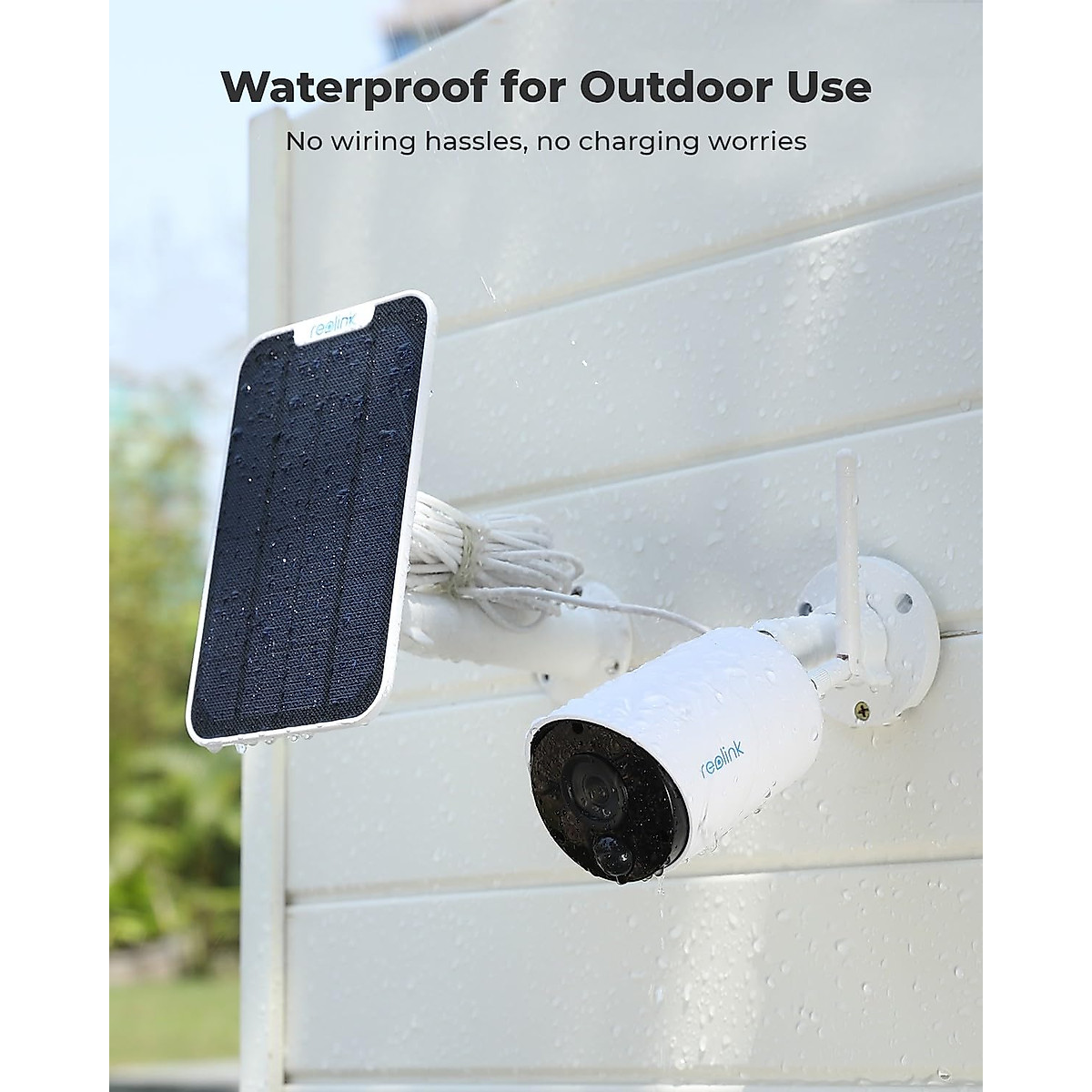 REOLINK 3MP Solar WiFi Camera Security Outdoor, 100% Wire-Free, Wireless Battery Powered, 2-Way Talk, Night Vision, PIR Motion Detection, Compatible with Alexa, Argus Eco+ Solar Panel 2 Pack