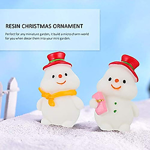 BESTOYARD 12pcs Christmas Miniatures Snowman Fairy Garden Ornaments Resin Crafts DIY Snow Globe Figurines Landscape Decorations Dollhouse Decor