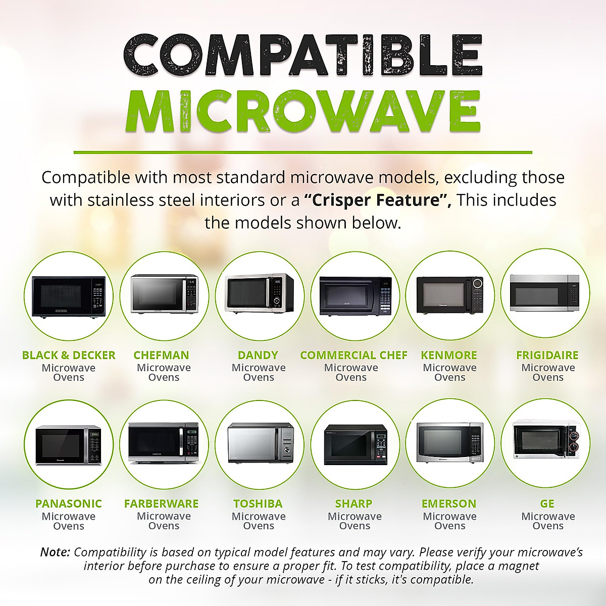 Magnetic Microwave Splatter Cover Shield Guard For Food Plate Dish for Microwave Oven Cooking Anti-Splatter Lid with Steam Vents BPA Free Large | Green Hover Cover