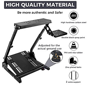Hottoby Racing Steering Wheel Stand Foldable Shift Lever Upgrade Fit for Logitech/Thrustmaster G25 G27 G29 G920 G923 T150 T248 T300 Multi-level Adjustable Easy Storage Install Cockpit,No Wheel & Pedal