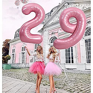 TONIFUL 40 Inch Light Pink Large Macaron Numbers Balloons 0-9, Number 9 Digit 9 Helium Balloons, Foil Mylar Big Number Pastel Balloons for Birthday Party Anniversary Supplies Decorations