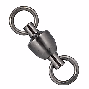 Dr.Fish 50 Pack Fishing Ball Bearing Swivels Saltwater Fishing Swivels Stainless Swivels Fishing Tackle Heavy Duty Black Nickel Terminal Tackle Barrel Swivels Leader Lures Connector Offshore Size 5