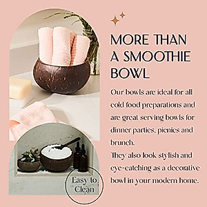 Cocobowlco Coconut Bowl & Wooden Spoons Bowl Set 2 - Birthday Gifts for Women - Coconut Bowls for Eco Friendly Kitchen Decor, Acai Bowls & Smoothie Bowls (Polished)