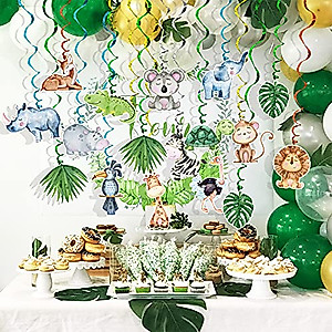 Jungle Animal Wild One Party Supplies Decorations 30 Pack Foil Ceiling Hanging Swirls Streams Party Banner Decor for Kids Adults Safari Birthday Celebrating Party Events Baby Shower Room Wall Decor
