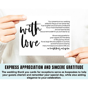 Paper Clever Party Elegant Black & White Wedding Thank You Cards for Guests (25 Pack) - Reception Table Favors or Bridal Centerpieces, Love & Gratitude, 4x6 Set