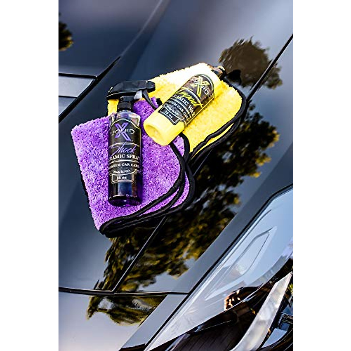 Liquid X Purple Xtreme Plush Waffle Weave Microfiber Detailing Towel Guaranteed Satisfaction - 16" x 16" (5 Pack)