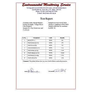 Village Decor Handmade Earthen Clay Water Pot with Lid and Glass (Capacity 6000 ml / 202 oz)