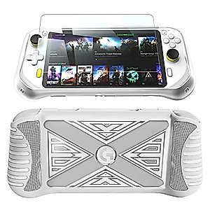 LUPAPA Silicone Cover Case for Logitech G Cloud Gaming Handheld and Screen Film Protector for Logitech G Cloud Gaming Accessories (White)