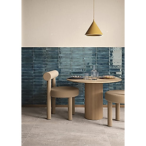 Scandiano Series Handmade Glossy 2.5x10 Subway Porcelain Wall Tile for Kitchen Backsplash, Bathroom Wall, Accent Wall, Fireplace Surround (Blue, Sample)