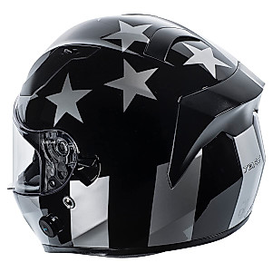 TORC T15B Bluetooth Integrated Full Face Motorcycle Helmet With Graphic (Gloss Black Captain Shadow,Medium)