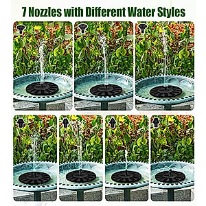 GAIZERL Solar Fountain Bird Bath Fountains Pump Upgraded 100% Glass Panel, Solar Powered Water Fountain with 8 Nozzles & 4 Fixers for Garden, Pond, Pool, Patio, Fish Tank, Outdoor - No Battery Needed