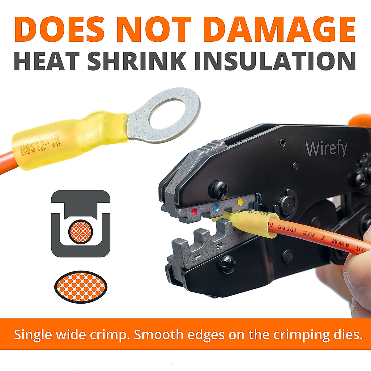 Crimping Tool For Heat Shrink Connectors - Ratcheting Wire Crimper - Crimping Pliers - Ratchet Terminal Crimper - Wire Crimp Tool by Wirefy