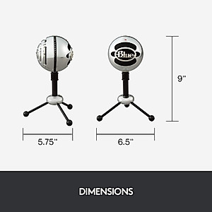 Logitech for Creators Blue Snowball USB Microphone for PC, Mac, Gaming, Streaming, Podcasting, Condenser Mic with Cardioid and Omnidirectional Pickup Patterns – Brushed Aluminum (Renewed)