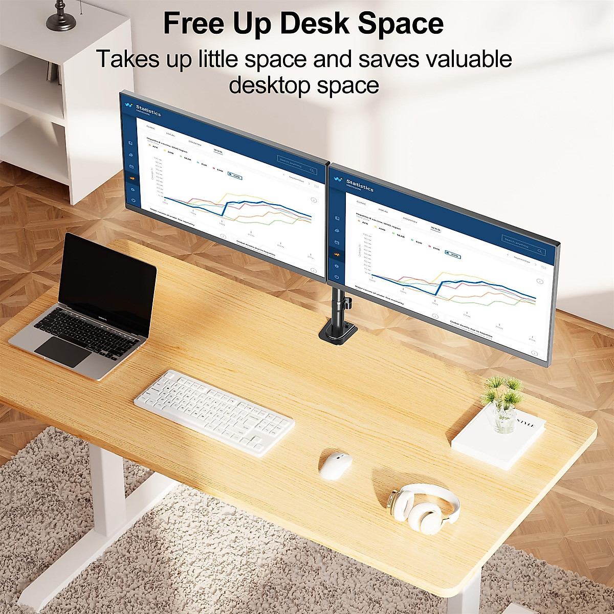 MOUNT PRO Dual Monitor Mount Fits 13-32 Inch/17.6lbs LCD Screen, Computer Monitor Desk Mount, Articulating Monitor Arm, Height Adjustable Monitor Stand for 2 Monitors, VESA Mount 75x75/100x100mm