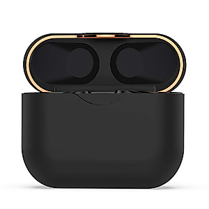 LOKEKE Soft Silicone Protective Case Cover Shell for Sony WF-1000XM3 Truly Wireless Noise Cancelling Headphones Charger Case(Silicone Black)