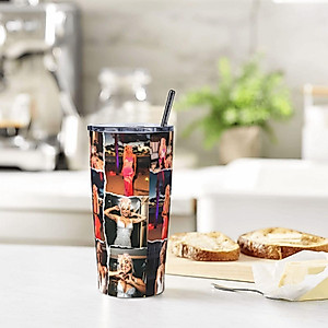 Kiserjens Stainless Steel Insulated Tumbler Vacuum Water Bottle Travel Cup Coffee Mug With Straw,Lid and Brush 20 oz