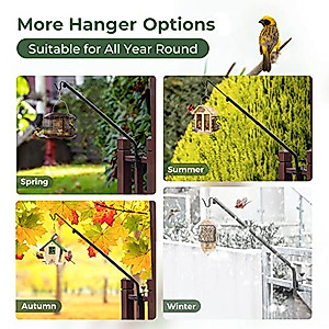 Kingsyard Heavy Duty Deck Hook, 39 Inch, Adjustable Metal Deck Railling Hooks for Hanging Bird Feeders, Planters, Suet Baskets, Lanterns, Wind Chimes, Black