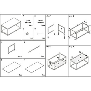 Coral Flower Washed Oak Coffee Table, Wood and Metal Rustic Cocktail Table with Open Storage Shelf, for Living Room, Light Oak