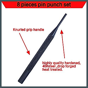 HORUSDY 8 Pieces Pin Punch Set, Kit Removing Repair Tool with Holder for Automotive, Watch Repair,Jewelry and Craft