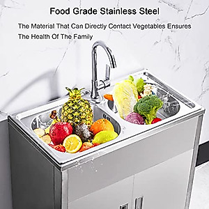 Kitchen Sinks，Outdoor Sink，With Cabinet Stainless Steel Sink，Commercial Restaurant Sink，For Business Restaurant, Cafe, Bar, Hotel, Garage, Laundry Room, Outdoor (Color : Set meal C, Size : 75X40CM)