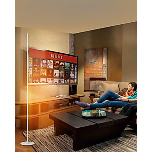 Modern Floor Lamp Led Standing Corner Lamp White Decor Contemporary Metal Floor Lamp for Living Room Bedrooms with Remote & Touch Control