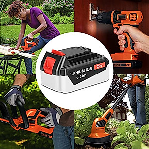 KUNLUN 6.5Ah 20-Volt LB2X4020 Replacement Battery Compatible for Black and Decker 20V Lithium Battery MAX LBXR20 LB20 LBX20 LBXR2020-OPE LBXR20B-2 LBX4020 LST220