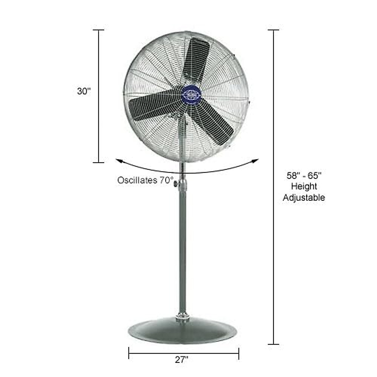 Global Industrial Oscillating Pedestal Fan, 30" Diameter, 1/3HP, 8775CFM