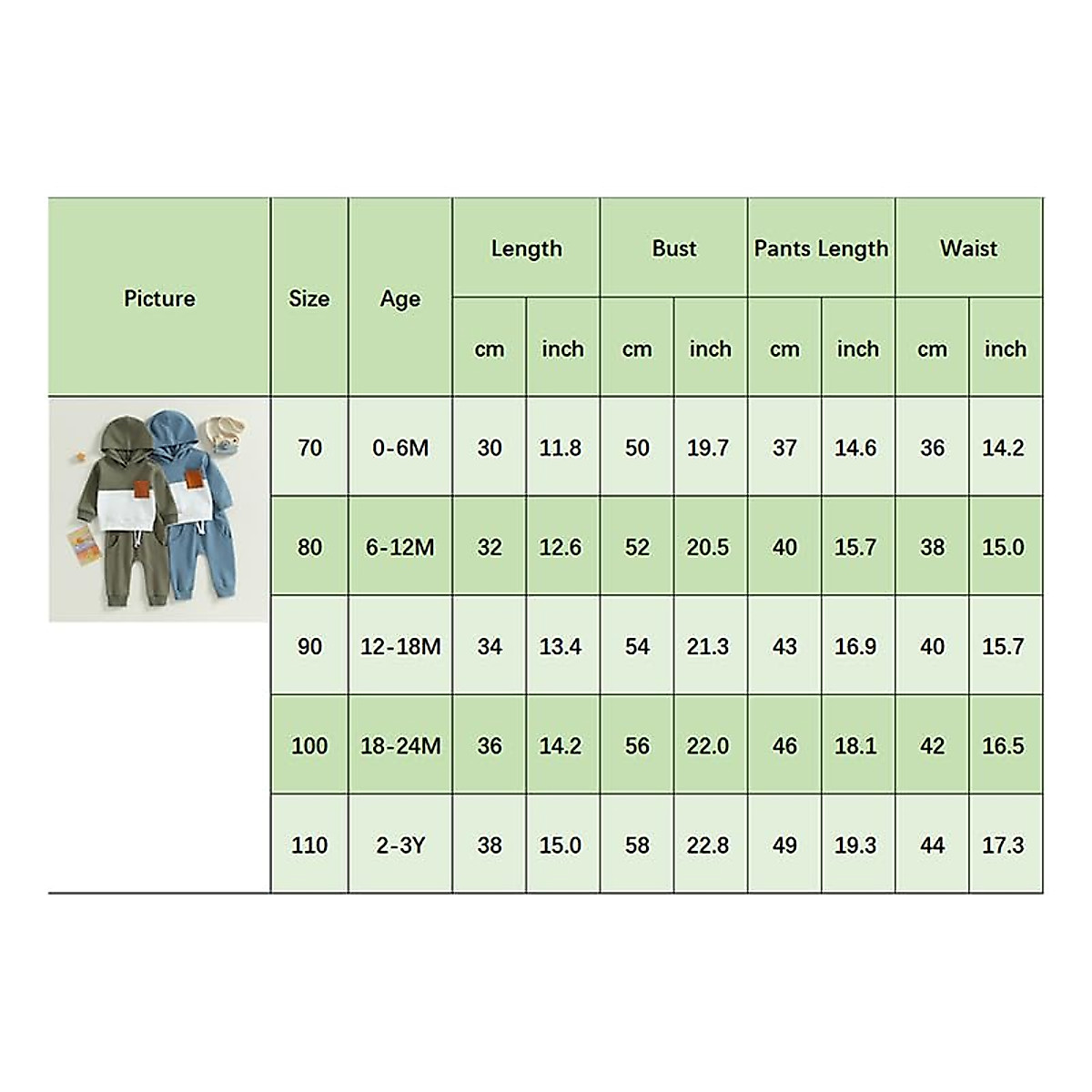 LIOMENGZI Infant Baby Boys Pants Outfits Set Long Sleeve Hooded Striped Sweatshirts Pants Clothes Set Fall Winter Pants Sweatsuit (Green-04, 18-24 Months)