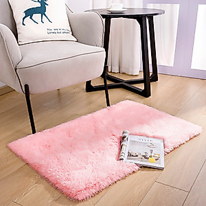 Noahas Fluffy Bedroom Rug Plush Fuzzy Rugs for Kids Room Living Room, Soft Shaggy Nursery Rug Furry Floor Carpet Modern Indoor Bedroom Decor for Boys Girls Room, 2x3 Feet, Pink
