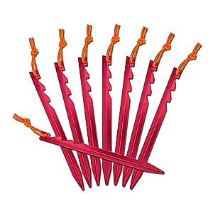 AnyGear 7075 Aluminum Tent Stakes 15 Pack - Ultralight Tri-Beam Tent Pegs with Reflective Rope - Essential Tent Accessories for Camping, Rain Tarps, Hiking, Backpacking