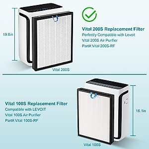 NXBHG Vital 200S Replacement Filter for Levoit, Compatible with Levoit Vital 200S Air Puri-Fier, High Efficiency Filter and Activated Carbon Filter, 2 Pack Vital 200S-Rf