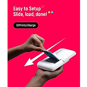 Liene 2x3” Photo Printer, Mini Photo Printer w/ 5 Zink Adhesive Photo Paper, Bluetooth 5.0, Compatible w/iOS & Android, Portable Color Mono Instant Photo Printer for iPhone, Smartphone, Pearl White