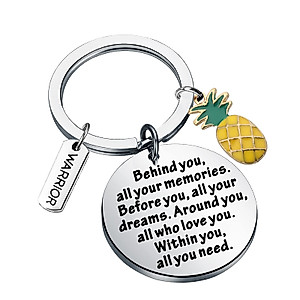 FEELMEM IVF Pineapple Gifts Infertility Warrior Gift Behind You All Your Memories Before You All Your Dreams Keychain IVF Gift for Infertility Mom (Pineapple-ky)