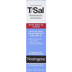 Neutrogena T/Sal Therapeutic Shampoo for Scalp Build-Up Control with Salicylic Acid, Scalp Treatment for Dandruff, Scalp Psoriasis & Seborrheic Dermatitis Relief, 4.5 fl. oz