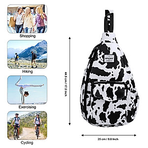 HAWEE Rope Sling Bag for Women and Men Casual Cross Body Backpack Adjustable Anti-slip Strap/Bottle Pocket/Earphone Hole for Travel Hiking Sports, Cow