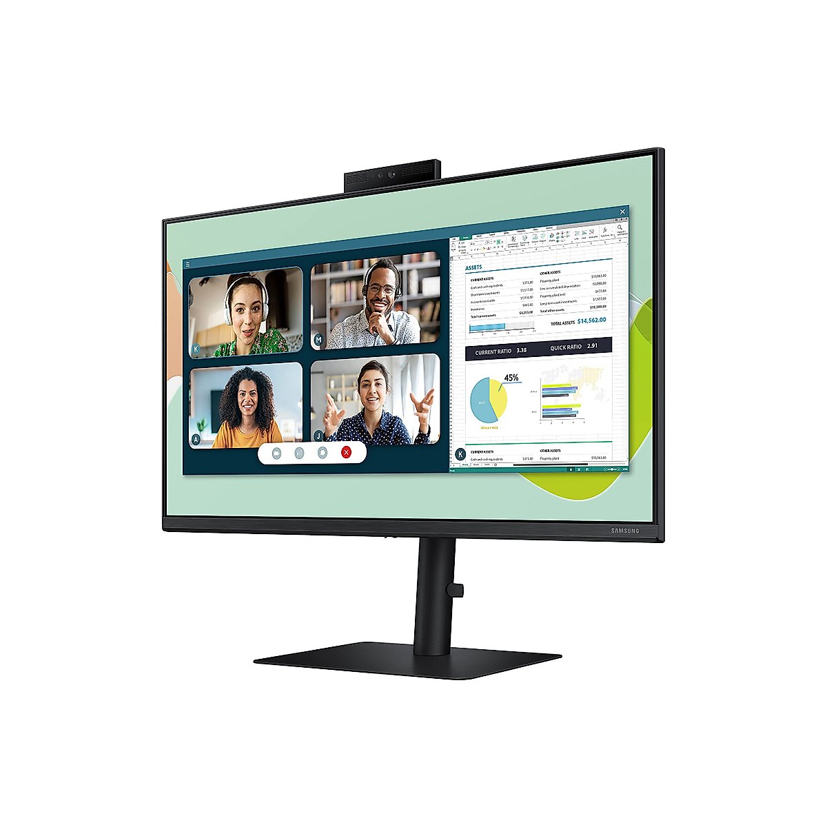 SAMSUNG S40VA Series 24-Inch Computer Monitor, HDMI Monitor, 75Hz Monitor, IPS Monitor, Built-in Webcam, Built-in Speaker & Mic, FreeSync Premium (LS24A400VENXZA) (Renewed)
