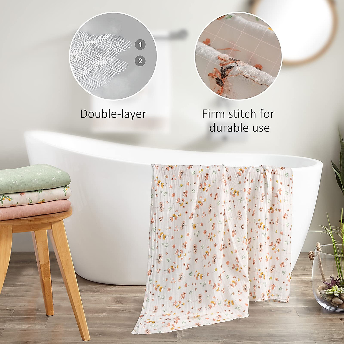 Softan Swaddle Blanket, Muslin Swaddle Blanket for Boys & Girls, 47X47In Muslin Swaddle Receiving Blanket for Newborn, Baby Muslin Swaddle Blanket Soft Silky & Breathable, 4 Pack