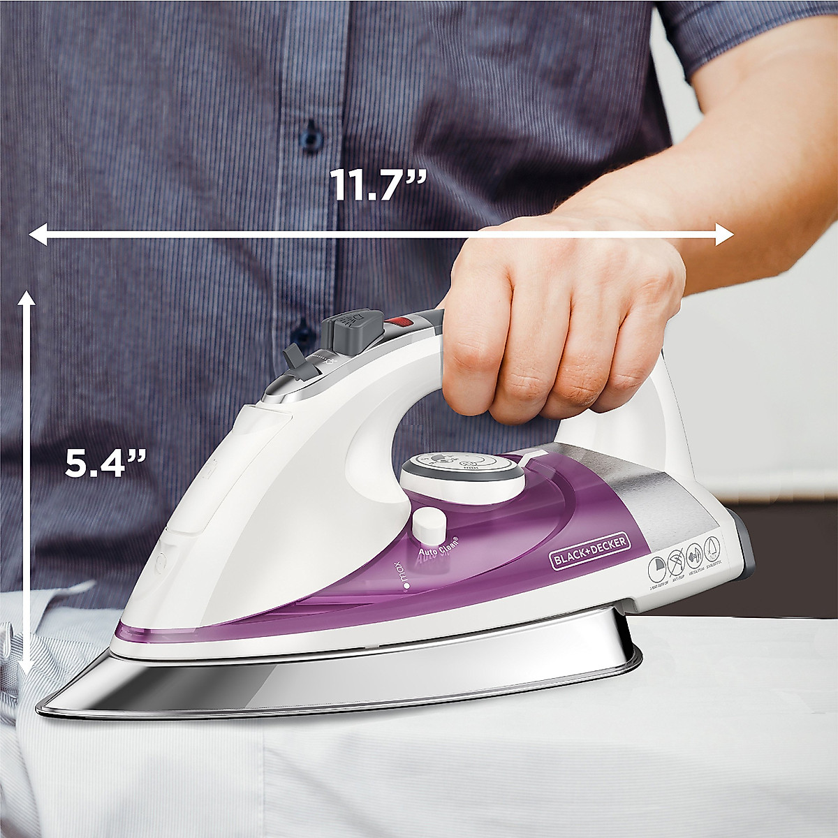 BLACK+DECKER IR1350S with Extra Large Soleplate, 13.2" x 16.3" x 7", Purple