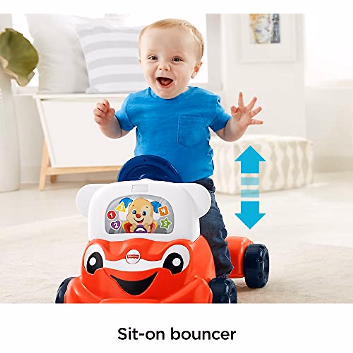 Fisher-Price Laugh & Learn 3-In-1 Smart Car, Baby Walker & Toddler Ride-On Toy with Smart Stages Learning Content for Ages 9+ Months