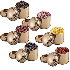 Lawei 6 Pack Tea Tins Canister with Airtight Double Lids, Mini Tea Storage Containers Round Tin Can Box for Storage Tea Coffee Sugar Loose Leaf, 8 Fluid Oz