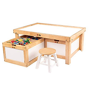 NILO N51N Kid's Play Table Compatible with Legos, Duplo, Trains, Games, Building, Lincoln Logs Safe Fun for Children Educational Toy Board Durable (No Holes, 32x48x20)