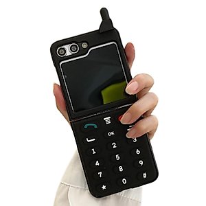 Classic Phone Case for Samsung Galaxy Z Flip5 5G Case for Women, Cute Design, Slim Flexible Silicone, Matte Back Anti-Slip Scratch-Resistant Protective Cover for Samsung Z Flip 5 5G (Black)